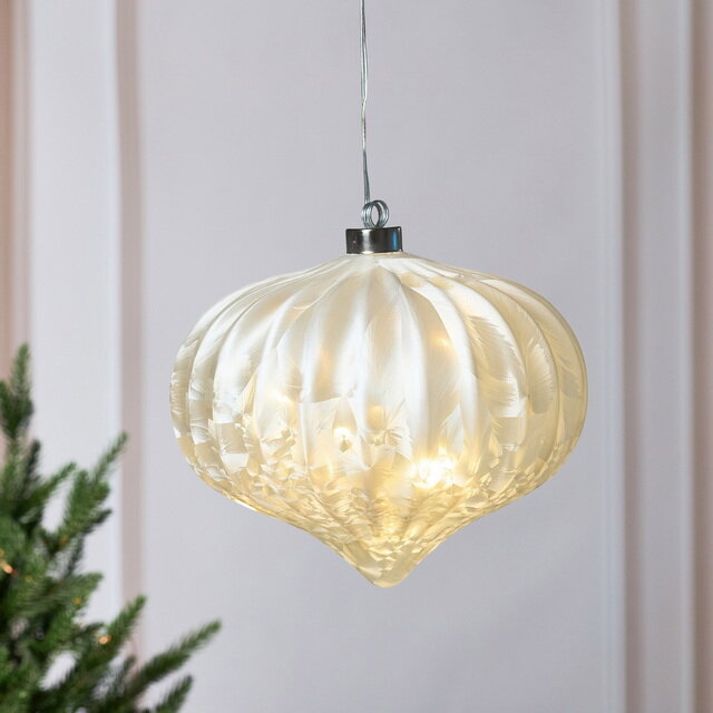 Подвесной светильник Луковка - Perfecto 21*20 см, 15 микро LED ламп, таймер, на батарейках, стекло, Kaemingk, 487014