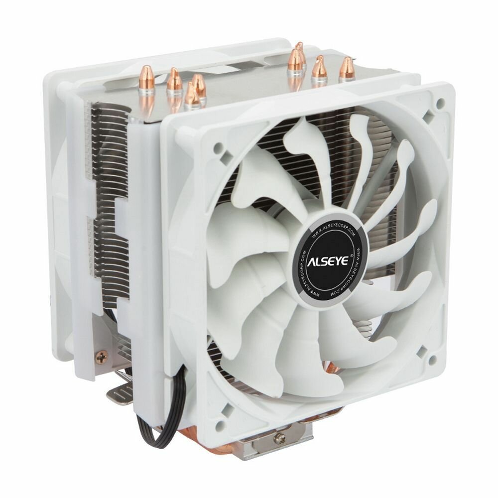 Кулер для процессора ALSEYE S120D-W Universal, TDP 135W, 2x120FAN, 4 heat pipe, WHITE, PWM