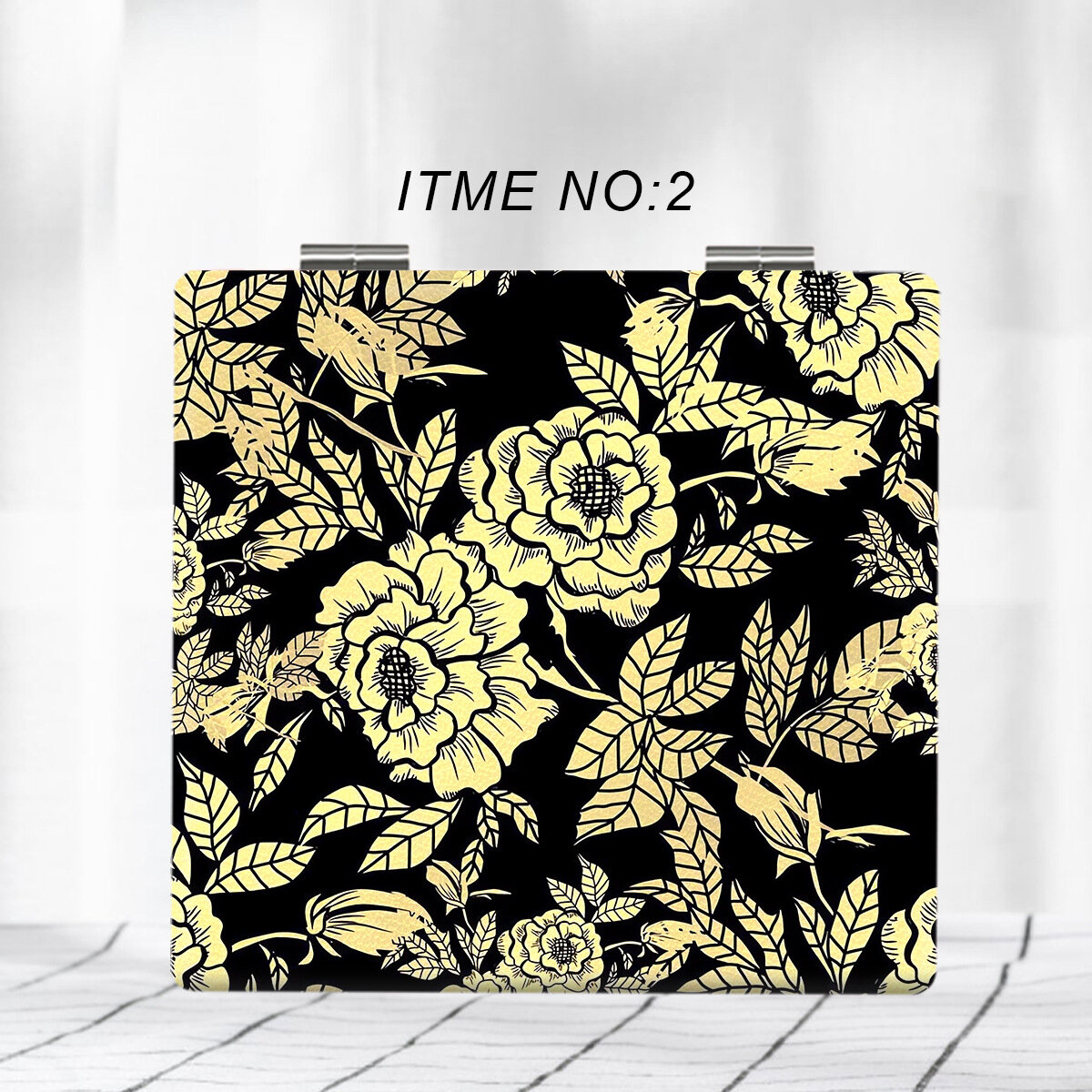 Складное зеркало для макияжа с карикатурным флоральным узором, компактный аксессуар для студентов и путешествий,