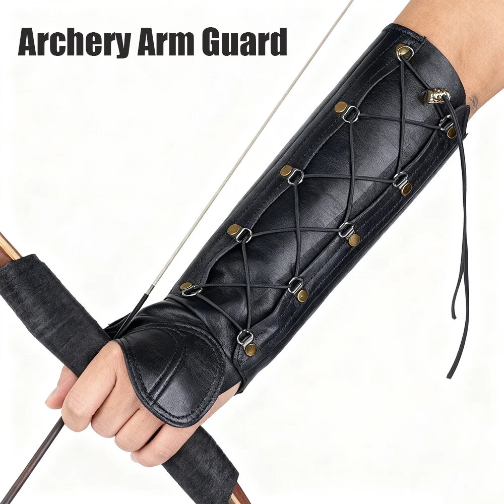 Кожаная защита для рук для стрельбы из лука с регулируемым ремешком для стрельбы из изогнутого/блочного лука для мужчин и женщин