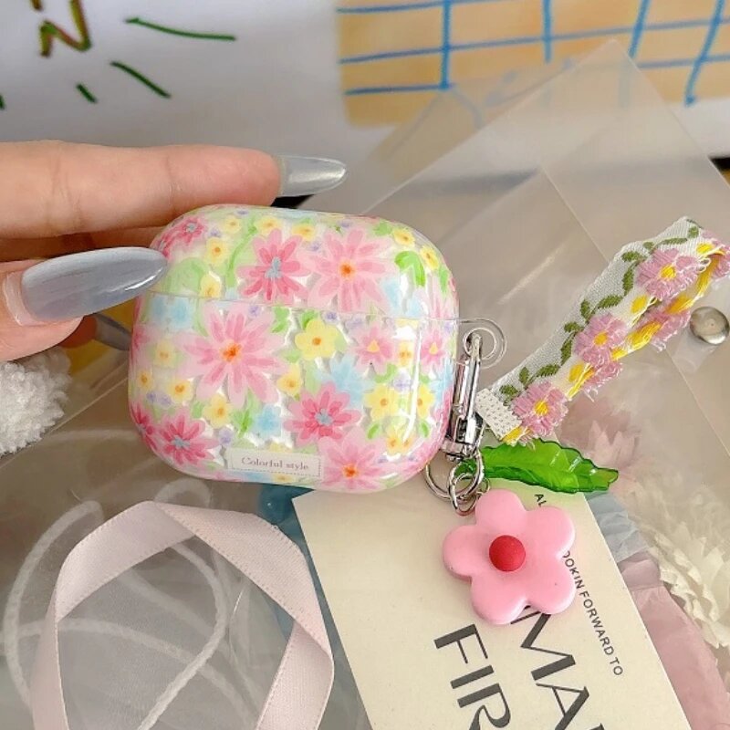 Эстетический чехол для наушников с подвеской в виде цветка и 3D для Air Pods Pro 2, беспроводная зарядная коробка с Bluetooth для Airpods 4, 3, 2, 1 Pro, 2-й чехол