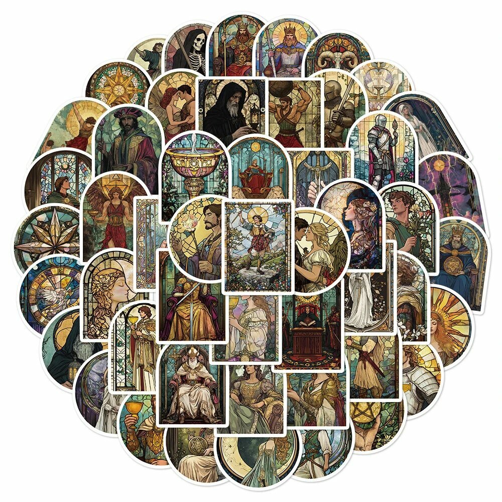 Ретро карты Таро наклейки, 50PCS