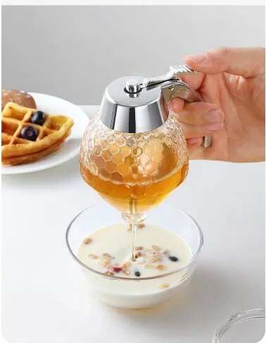 Банка для меда с дозатором стеклянная, 200 мл, 1 шт, для сиропов и соусов