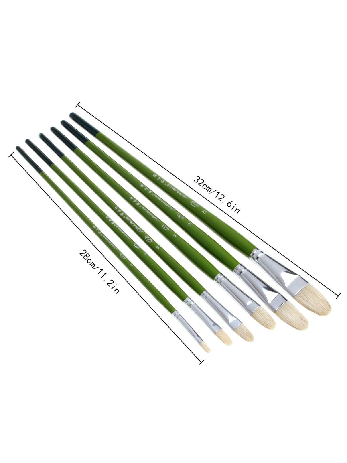 1 набор из 6 палочек, один номер, круглая передняя деревянная ручка для рисования маслом на шесте с щетиной
