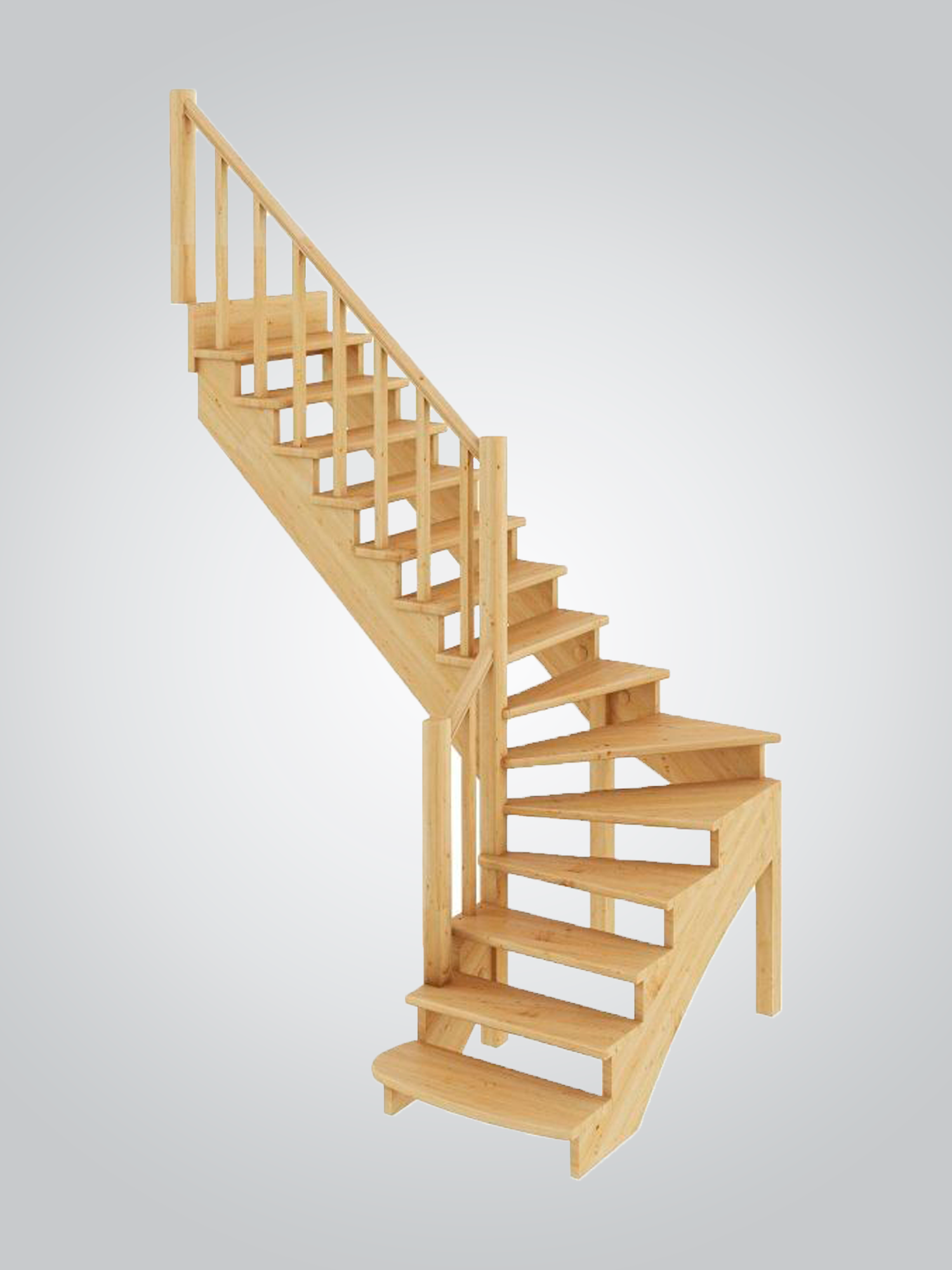 Лестница на второй этаж К-001м/2 Левая под покраску