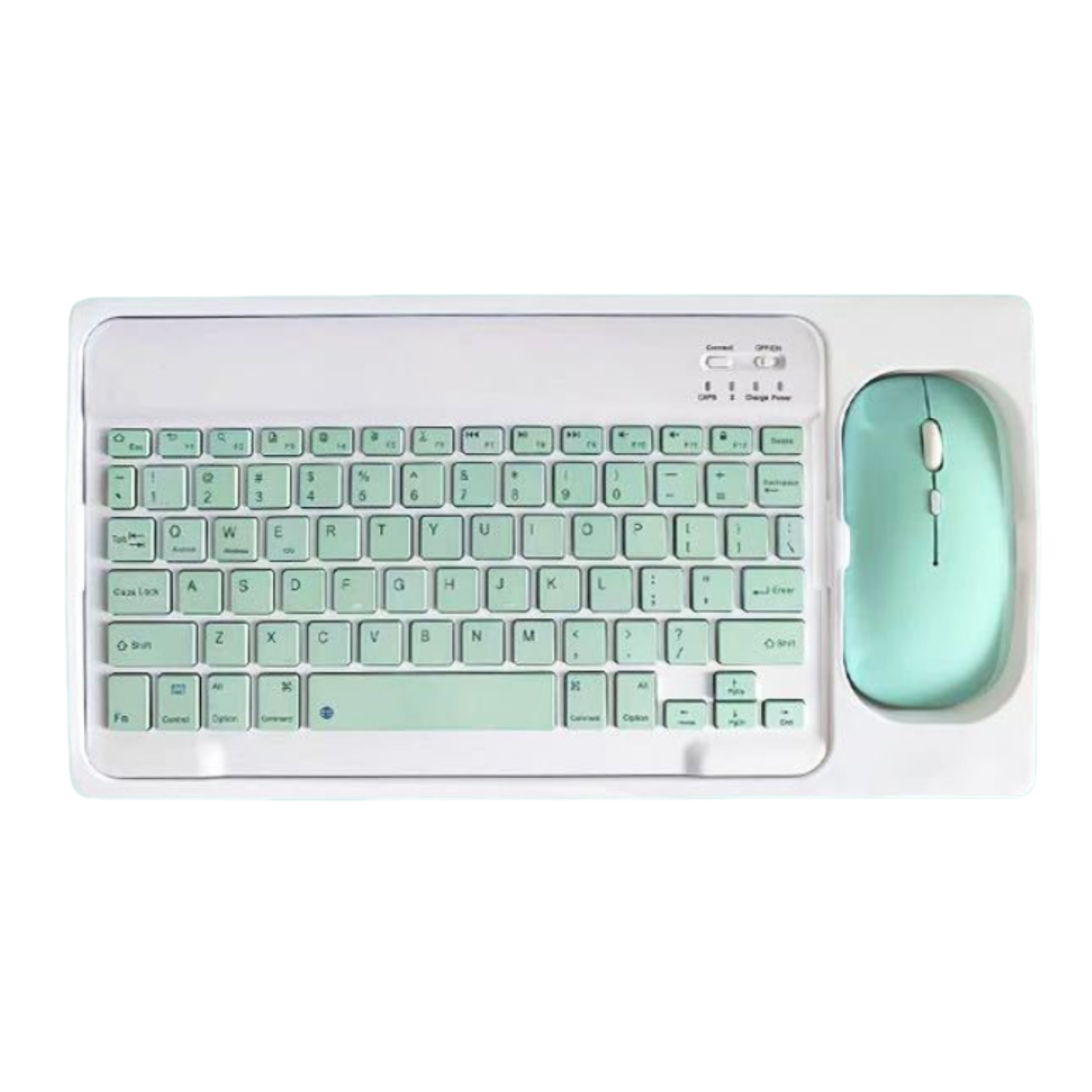 10 Inch Bluetooth Keyboard Set USB Charging Ultra Thin Quiet Wireless Keyboard with DPI Mouse for Cellphone Laptop Green