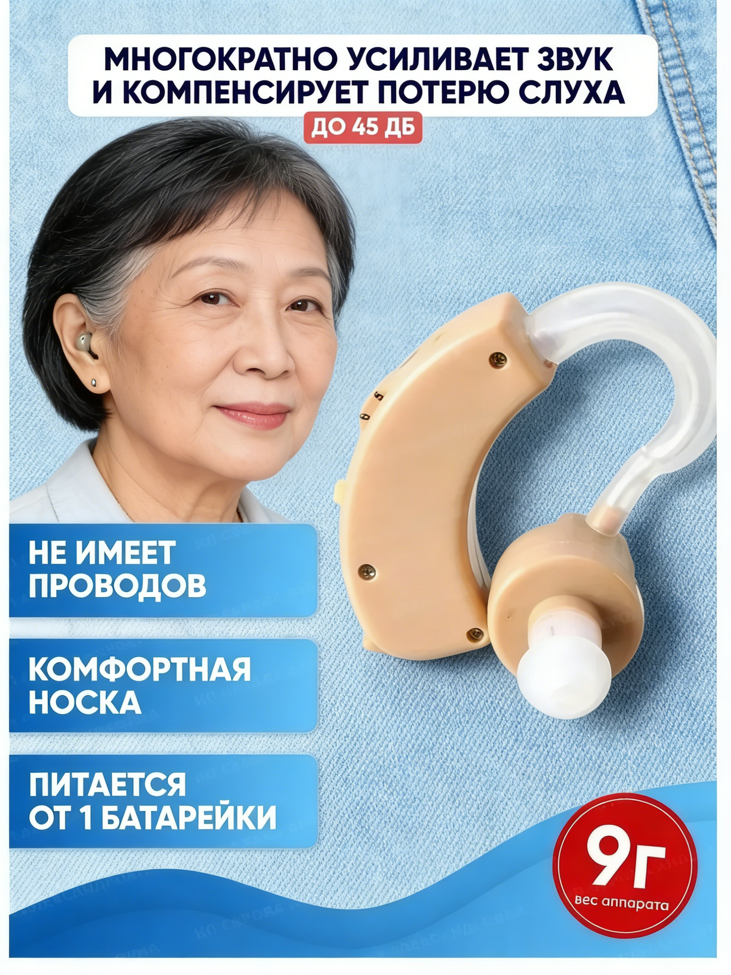 Усилитель слуха на аккумуляторе с функцией Bluetooth, заушный цифровой слуховой аппарат для пожилых