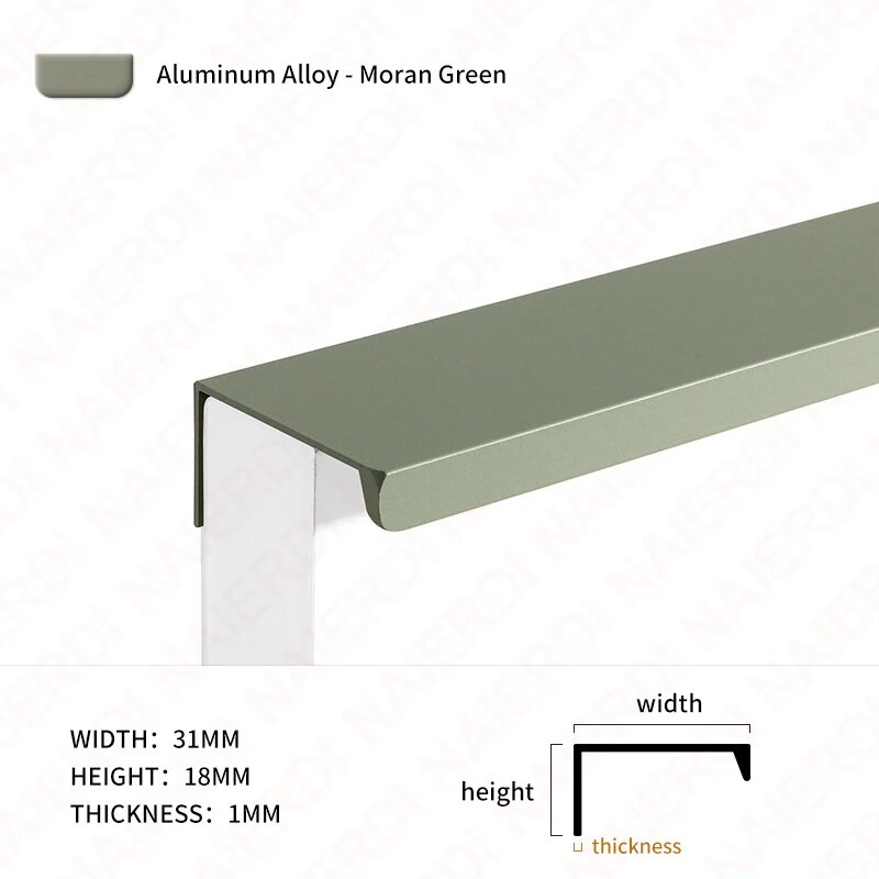 Ручки для шкафов NAIERDI Morandi серого цвета из алюминиевого сплава Length 400mm, 4 Right Angle-Green
