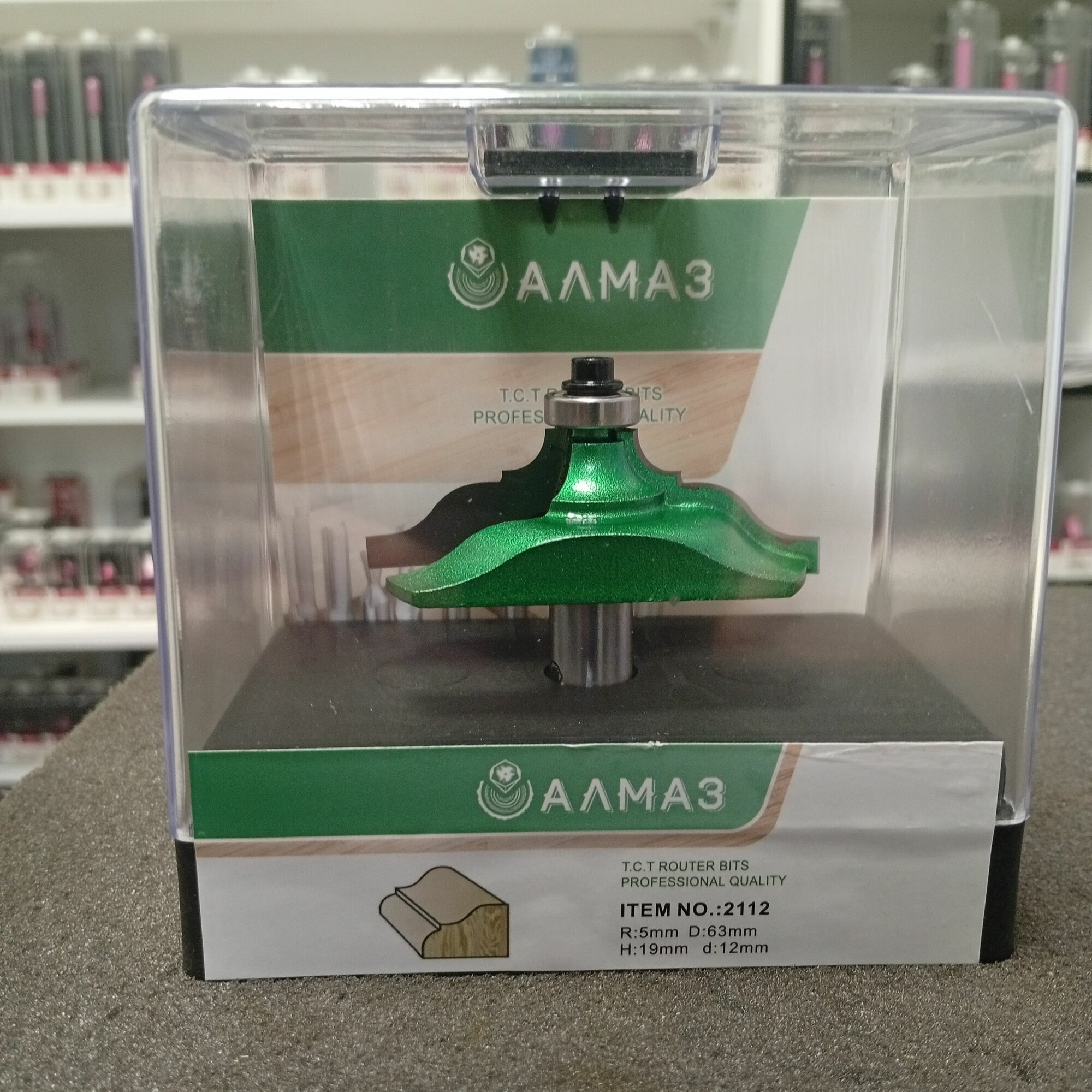 Фреза алмаз для филенок кромочная фигурная радиус 5 мм D 63 мм х 19 мм хв.12 мм