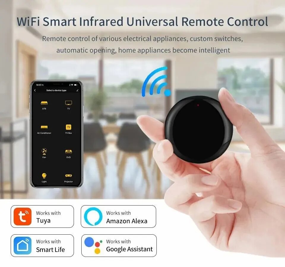 Tuya ИК пульт управления Smart WiFi универсальный инфракрасный для умного дома управление для телевизора AC работает с Google Home