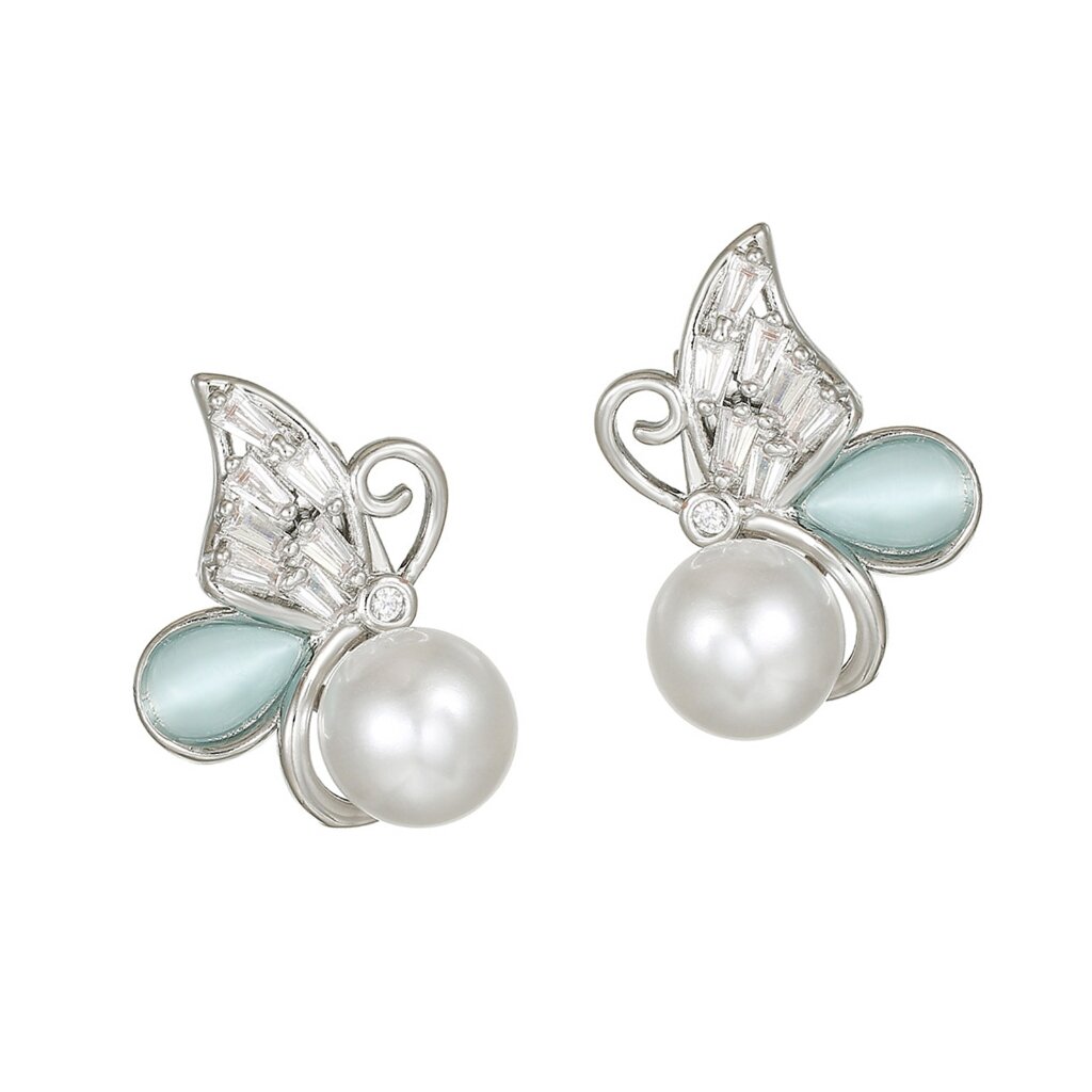 Пара модных клипс для наушников с медными цирконами в форме бабочки