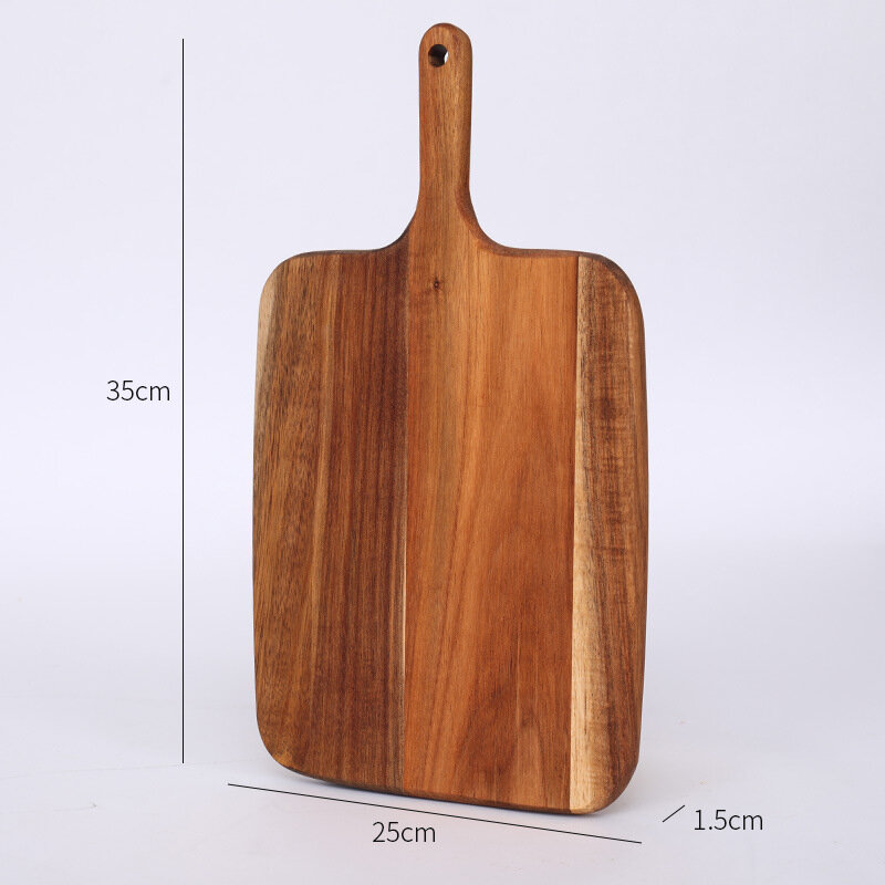 Разделочная доска из акации, цельная деревянная доска для нарезки, индивидуальная разделочная доска с ручкой из альбиции, доска для пиццы и стейков, реквизит для съемки