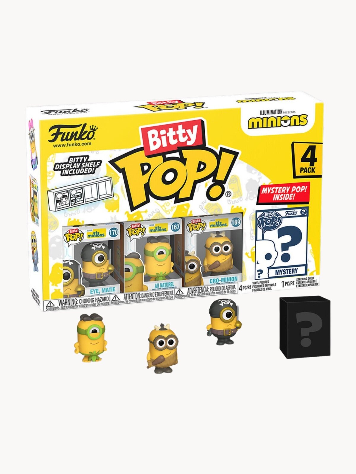 Набор фигурок Funko POP! Bitty Minions - Eye Matie, Cro-Minion, Au Naturel 73035 Миньоны, 4 шт (1 фигурка-сюрприз),