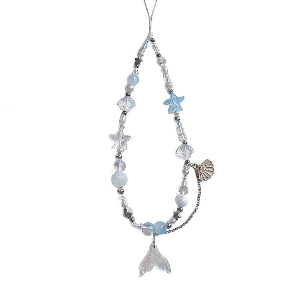 Брелок, Подвеска в виде ракушки принцессы-русалки на шнурке для мобильного телефона