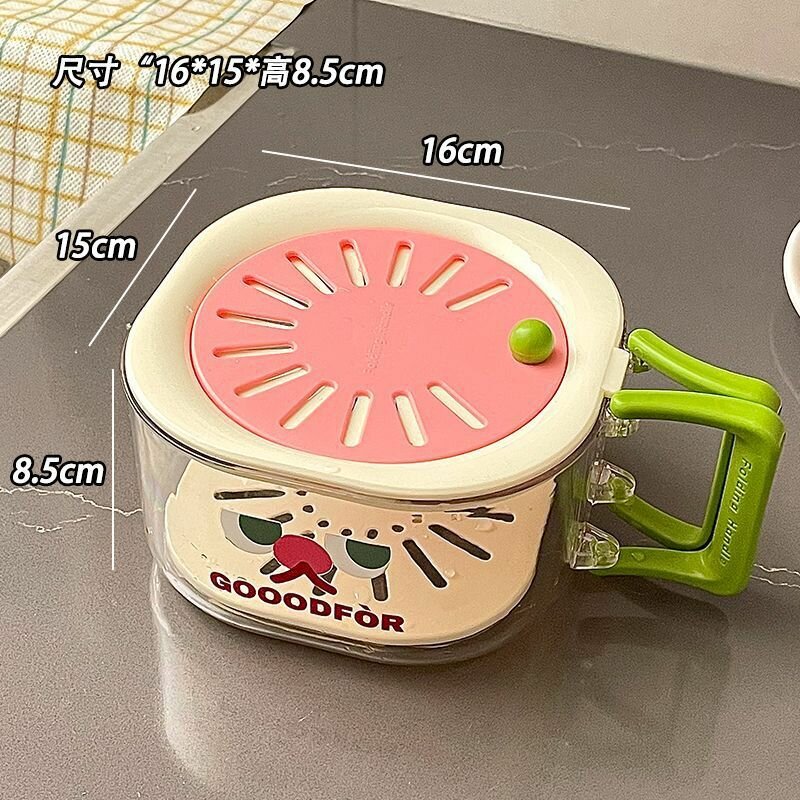 Высококачественная милая корзина для слива, многофункциональная корзина для мытья фруктов, кухонная корзина с ручкой и крышкой, контейнер для сохранения свежести