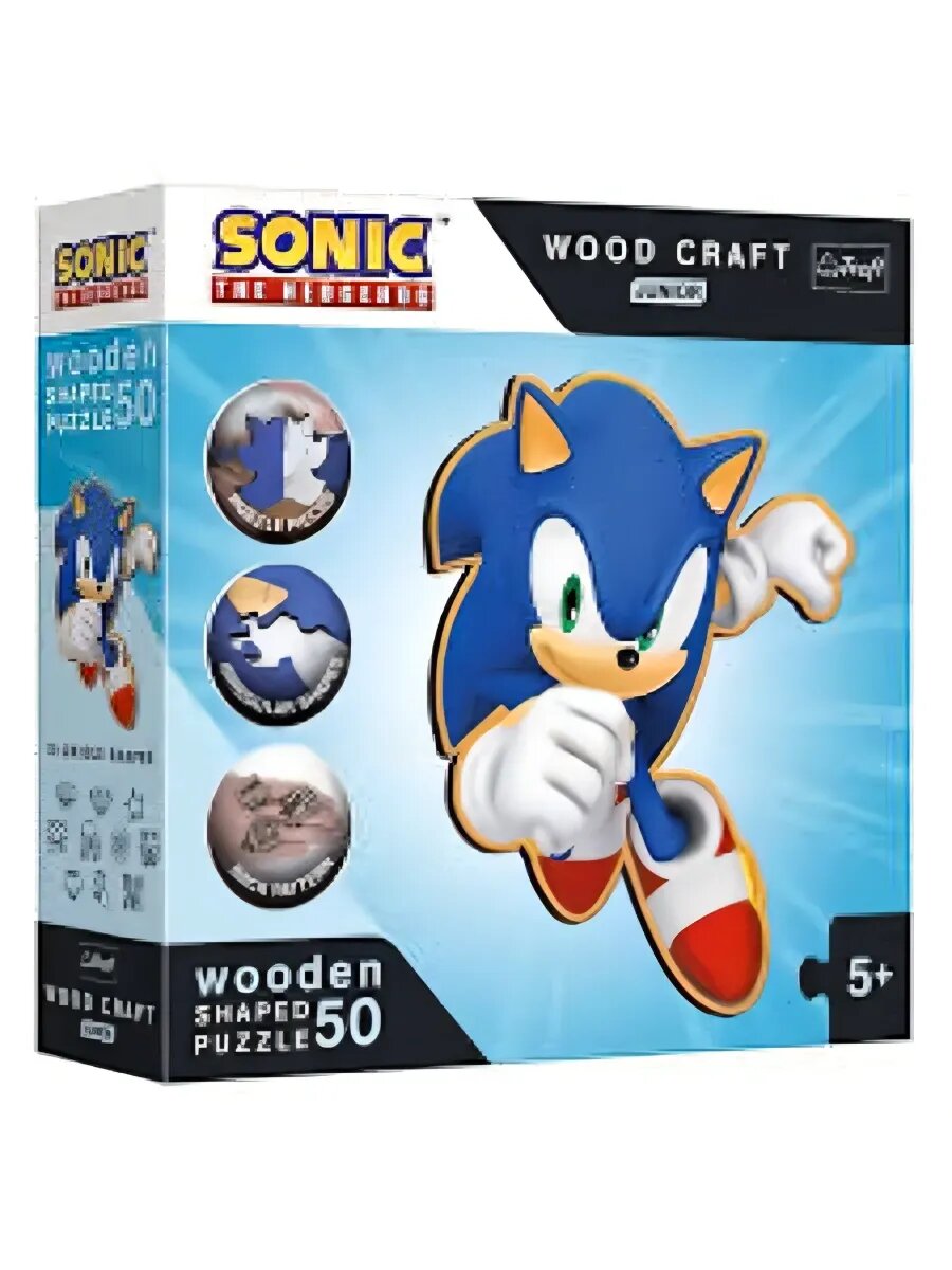 Пазл Trefl деревянный, фигурный "Умный Соник", 50 эл