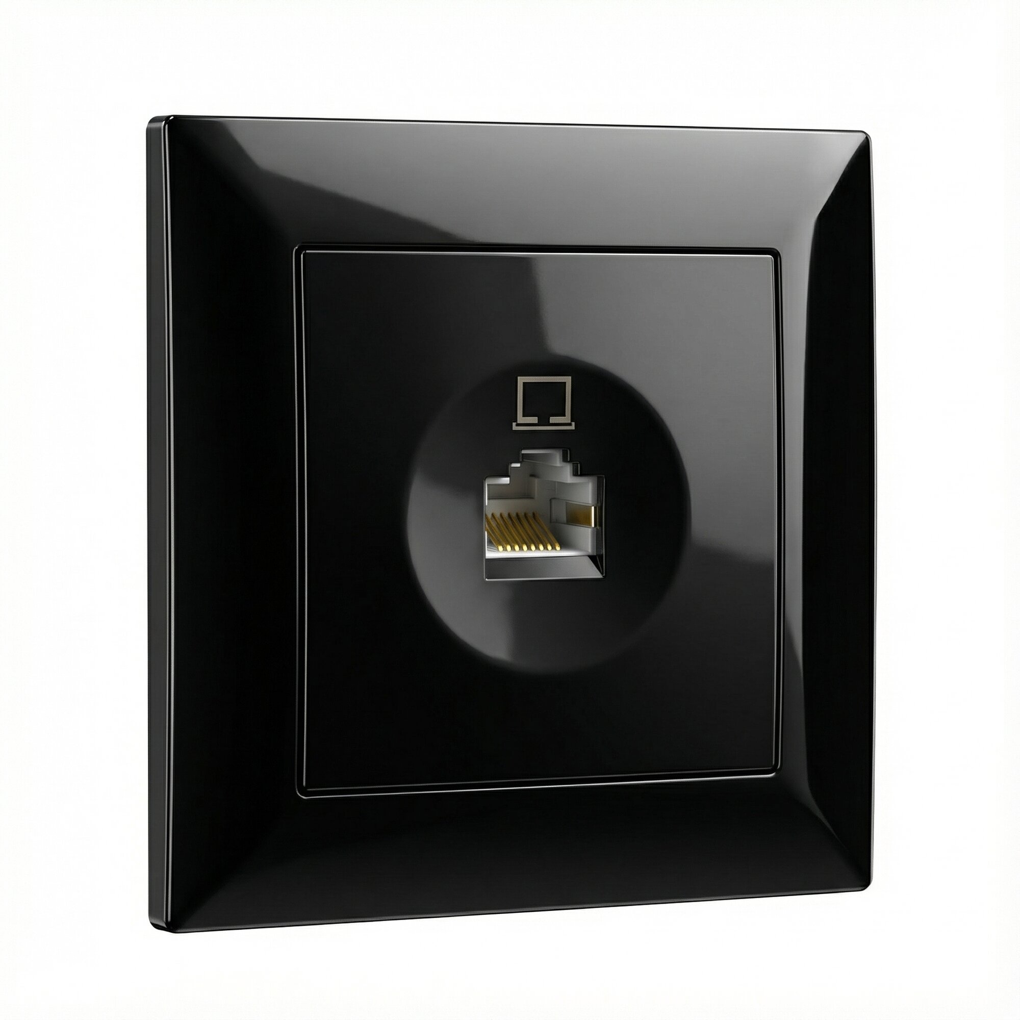 CTM 9202-61: Компьютерная розетка RJ-45 черная, сетевая, категория 5е, скрытый монтаж, 1 порт, 8P8C, для интернета