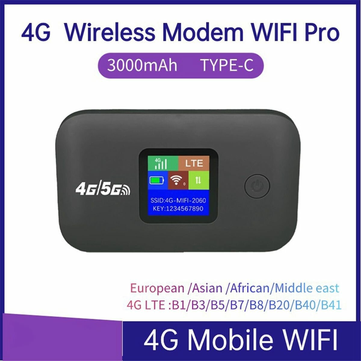 Мобильный Wi-Fi-роутер 4G LTE Wireless 3000 мА Портативный карманный модем MiFi с точкой доступа Wi-Fi и слотом для SIM-карты