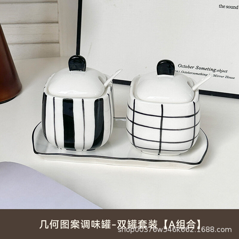 Коробка для специй, кухонная, домашняя, скандинавская, простая, керамическая банка для специй, банка для приправ, банка для соли и глутамата, высококачественный набор