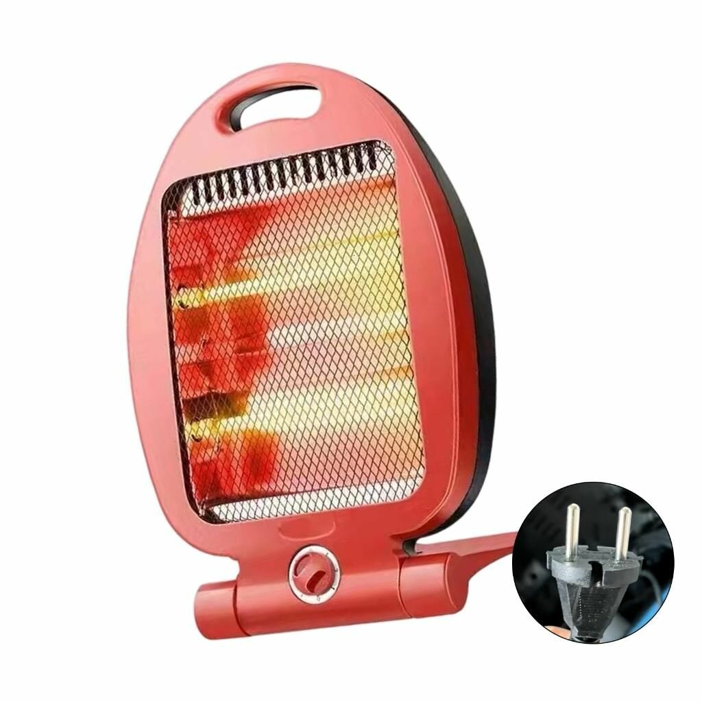 Компактная энергоэффективная настольная плитка 600Вт для дома с 3 режимами нагрева, розово-белая, красный