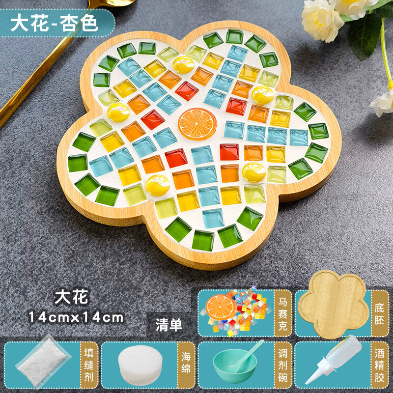 Набор материалов для мозаичных подставок своими руками, ручная работа, креативный коврик для горшка, квадратная пэчворк, детский сад, родитель-ребенок, бамбук