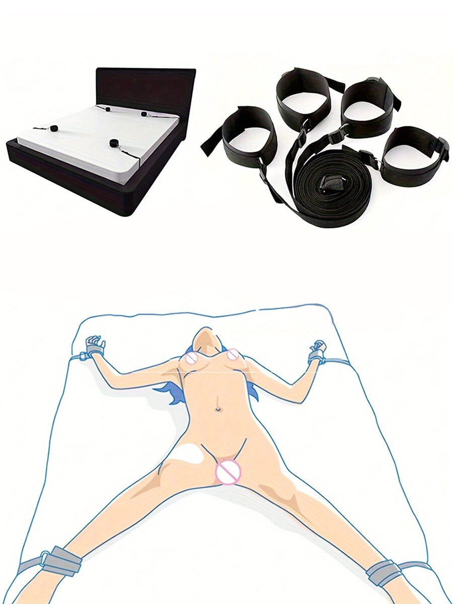 Набор для БДСМ игр Фиксация конечностей - Мягкие регулируемые манжеты с ремнями для кровати, безопасные аксессуары для начинающих - Экстрим-игрушки для пар с высокой надежностью