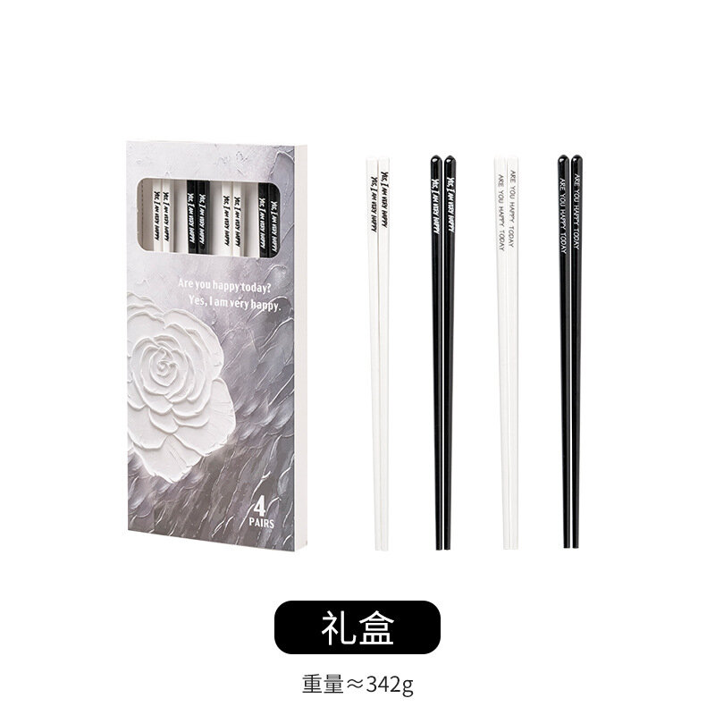 Нордические легкие роскошные керамические черно-белые розовые палочки для еды в подарочной коробке, устойчивые к высоким температурам, устойчивые к плесени, нескользящие, высококачественные керамические палочки для еды для пар
