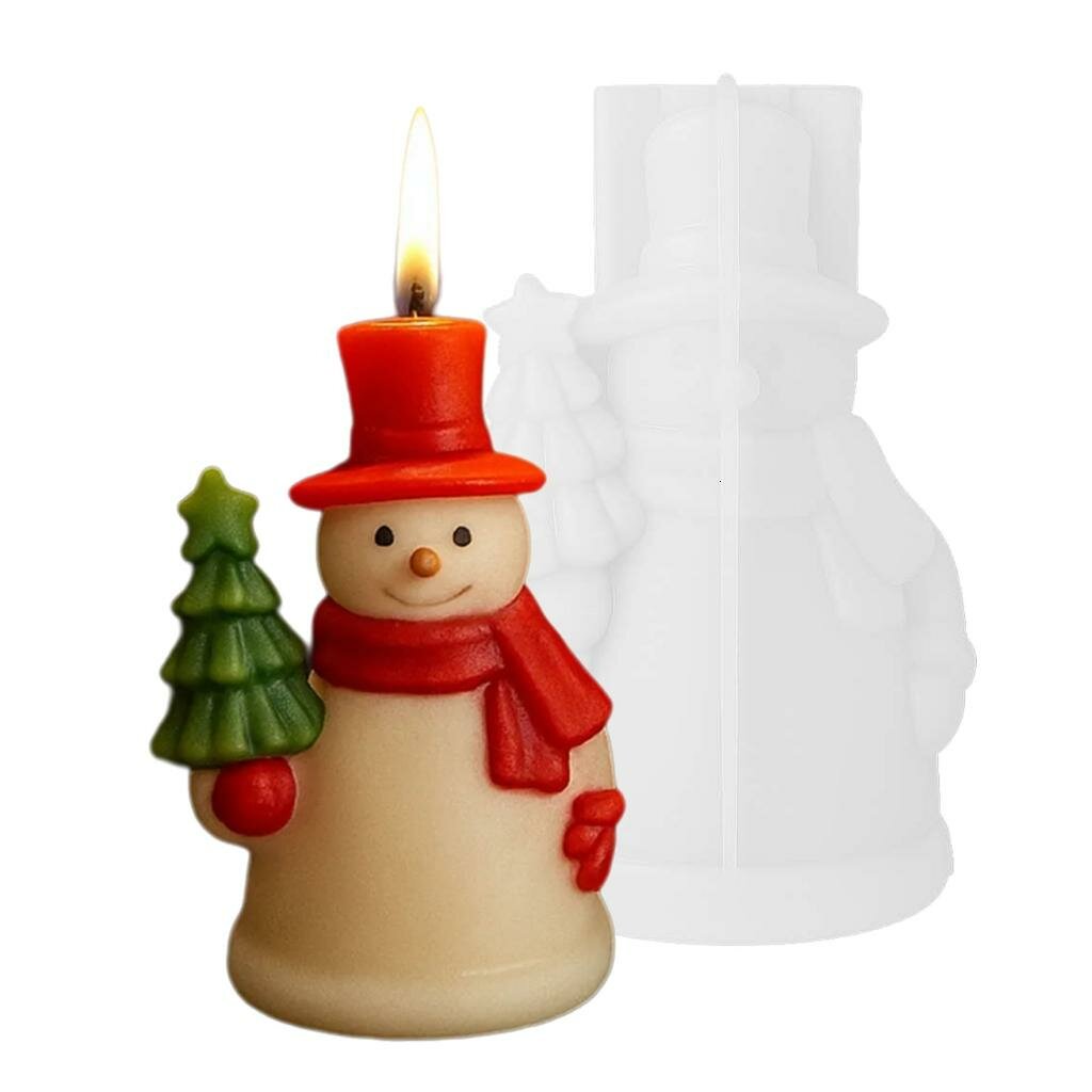 Снежинка-елочка из эластомера для свечей, DIY украшения, Снеговик