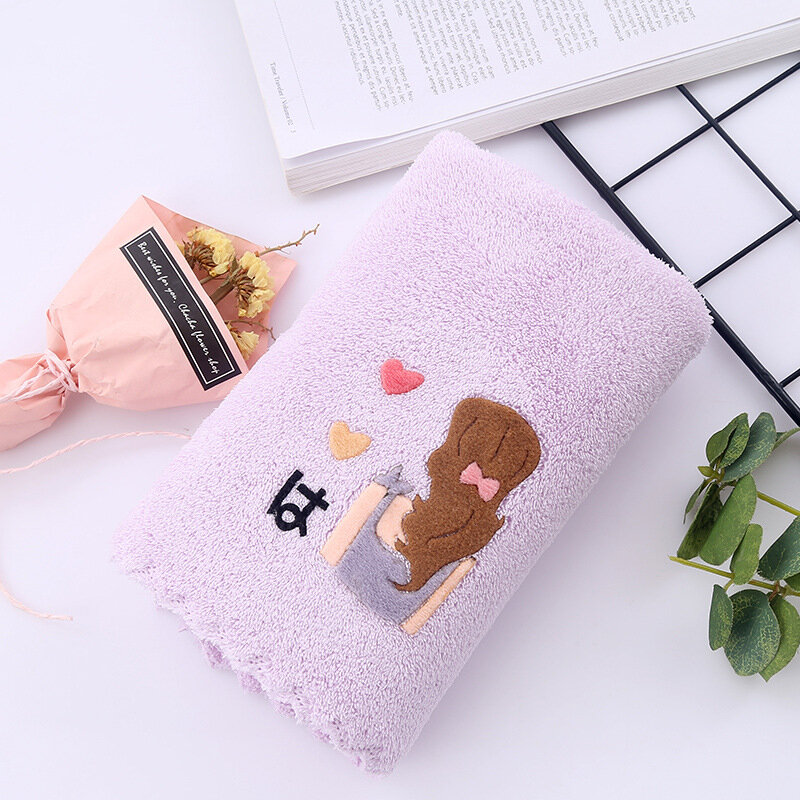 Полотенце из кораллового флиса с мультяшными нашивками для девочек, впитывающее, подходит для салонов красоты,