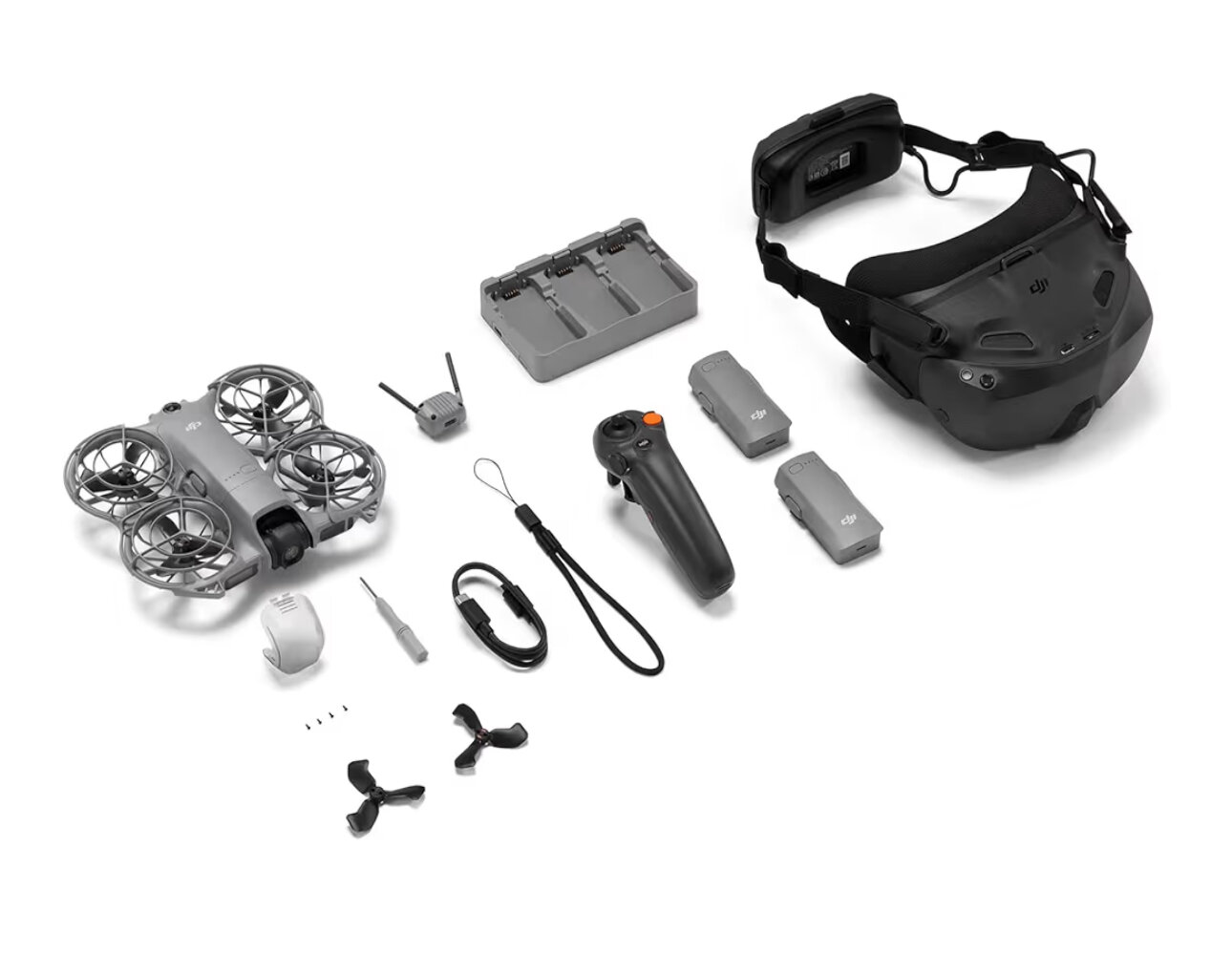 Квадрокоптер DJI Neo 2 Fly More Combo Motion, с очками Googgles N3, пульт управления, 4K камера, комплект аккумуляторов