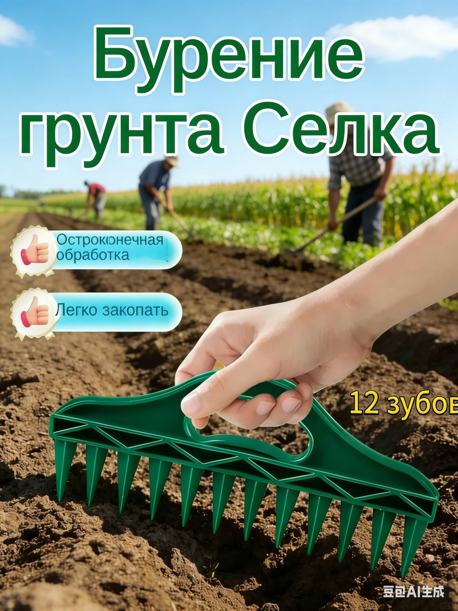 Сеялка ручная пластиковая, 30 см, зеленая