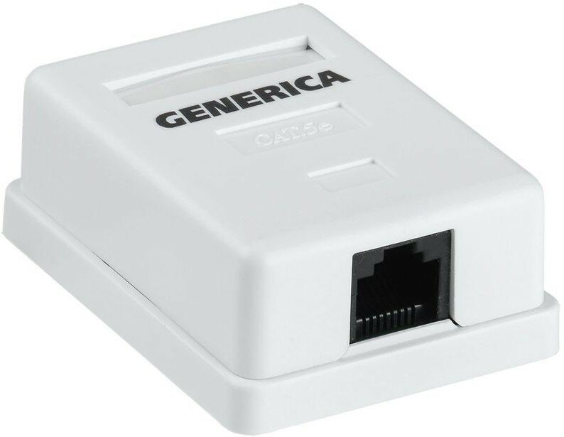 Розетка Generica информационная настенная, RJ45, категория 5Е, UTP, 1 порт, GENERICA
