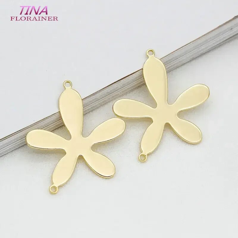 Подвески из латуни Florainer Tina, золотого цвета, 6 шт.