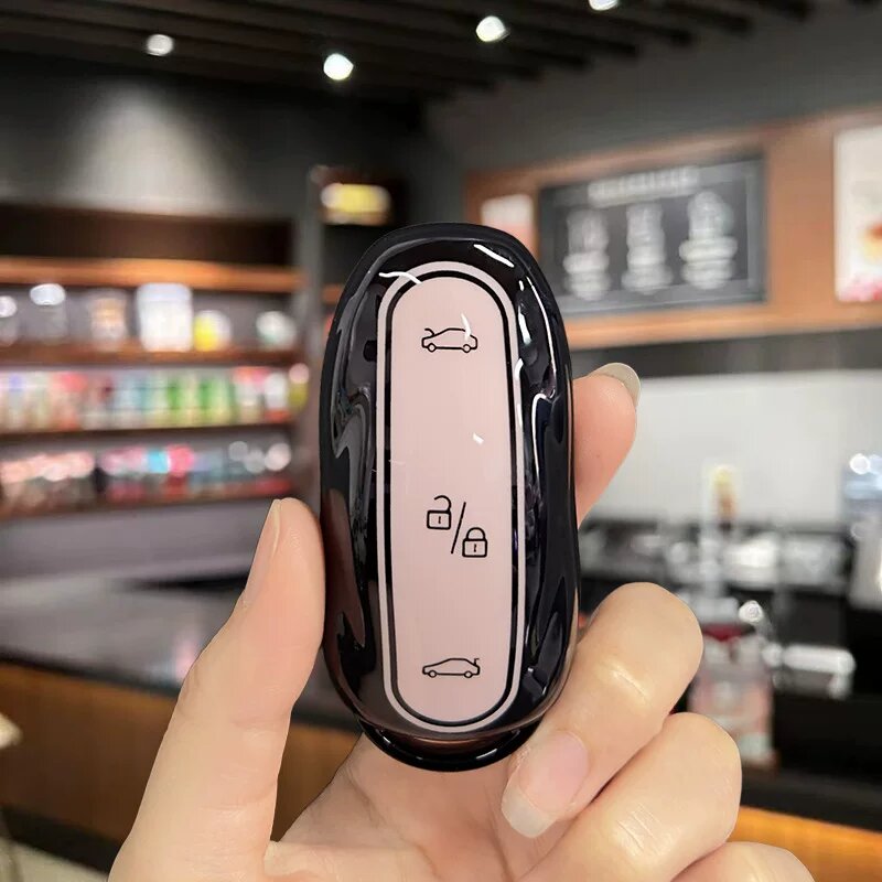 Подходит для чехла на ключ Tesla Model 3, защитного чехла на ключ Model Y, полного покрытия с застежкой. Черный порох —