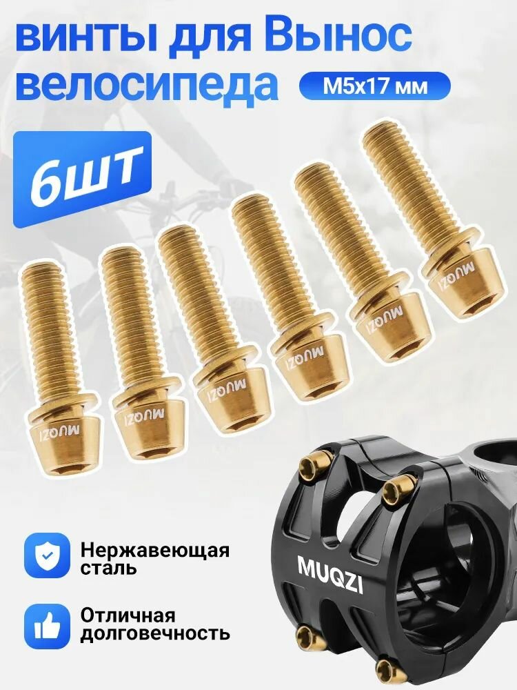 MUQZI 6 шт велосипедные болты для выноса руля M5x17 мм винты для крепления руля велосипеда