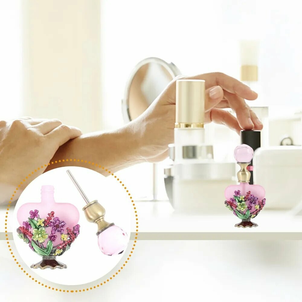 Пустой флакон для парфюма из стекла и металла розового цвета 5 мл для хранения ароматов