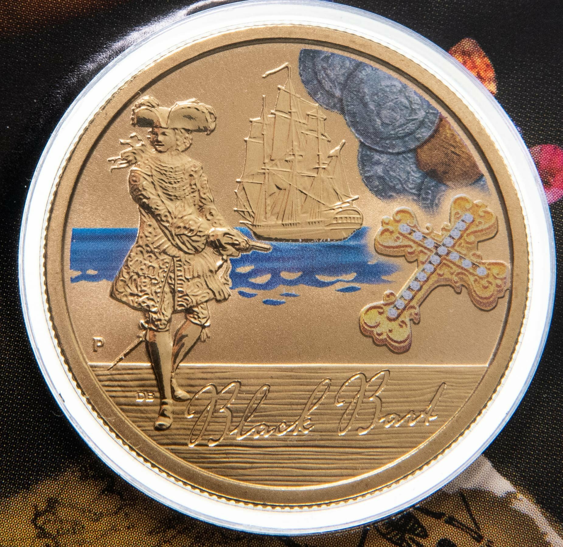 Тувалу 1 доллар 2011 "Пираты - Черный Барт", Алюминиевая бронза, в сохранности UNC