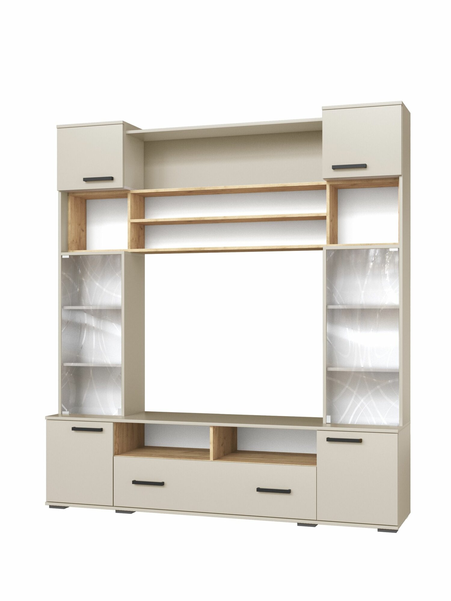 Гостиная Оскар-18 ОГЦС-1 2100х1900х430 ( кашемир/дуб крафт золотой) тэкс