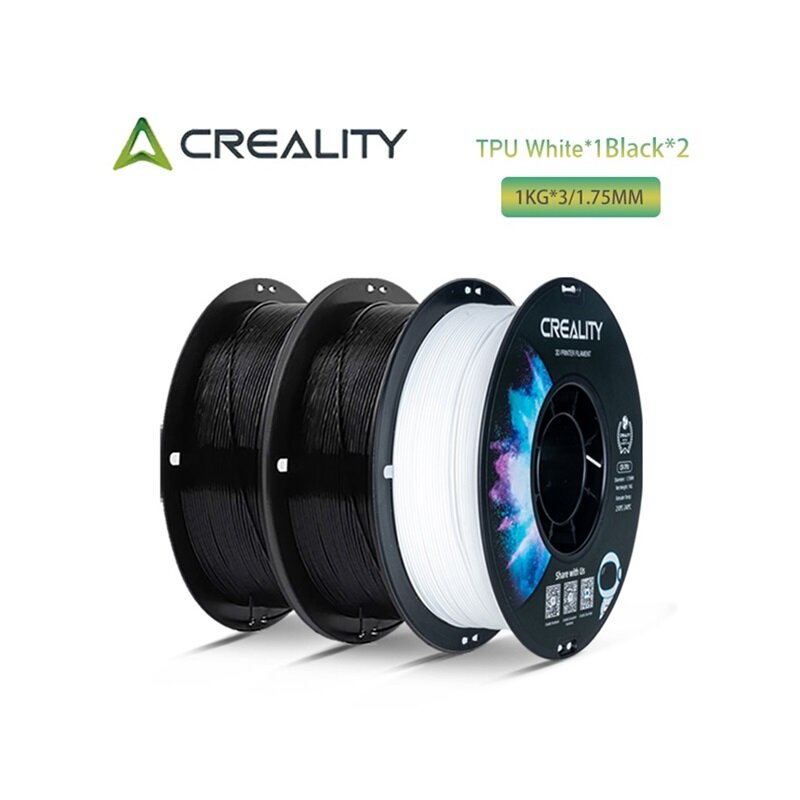 Филамент CREALITY TPU 1.75мм 2 кг белого, 1 кг черного — прочный, оригинал
