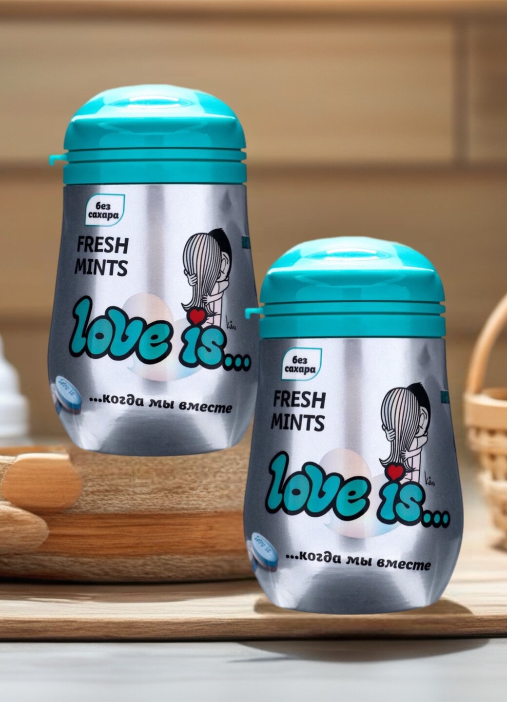 Освежающие конфеты Love is, с вкусом мята, в банке 2 шт х 45 гр