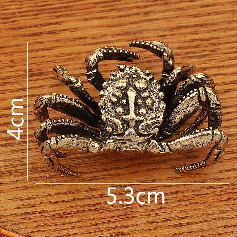 Винтажный латунный орнамент в виде краба, маленькая ручная фигурка, креативный персонализированный подарок, коллекционный предмет