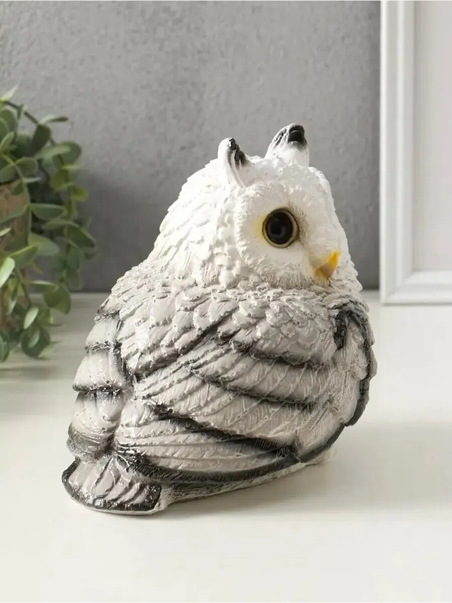 Декоративная копилка в виде совы, белая, 15 см