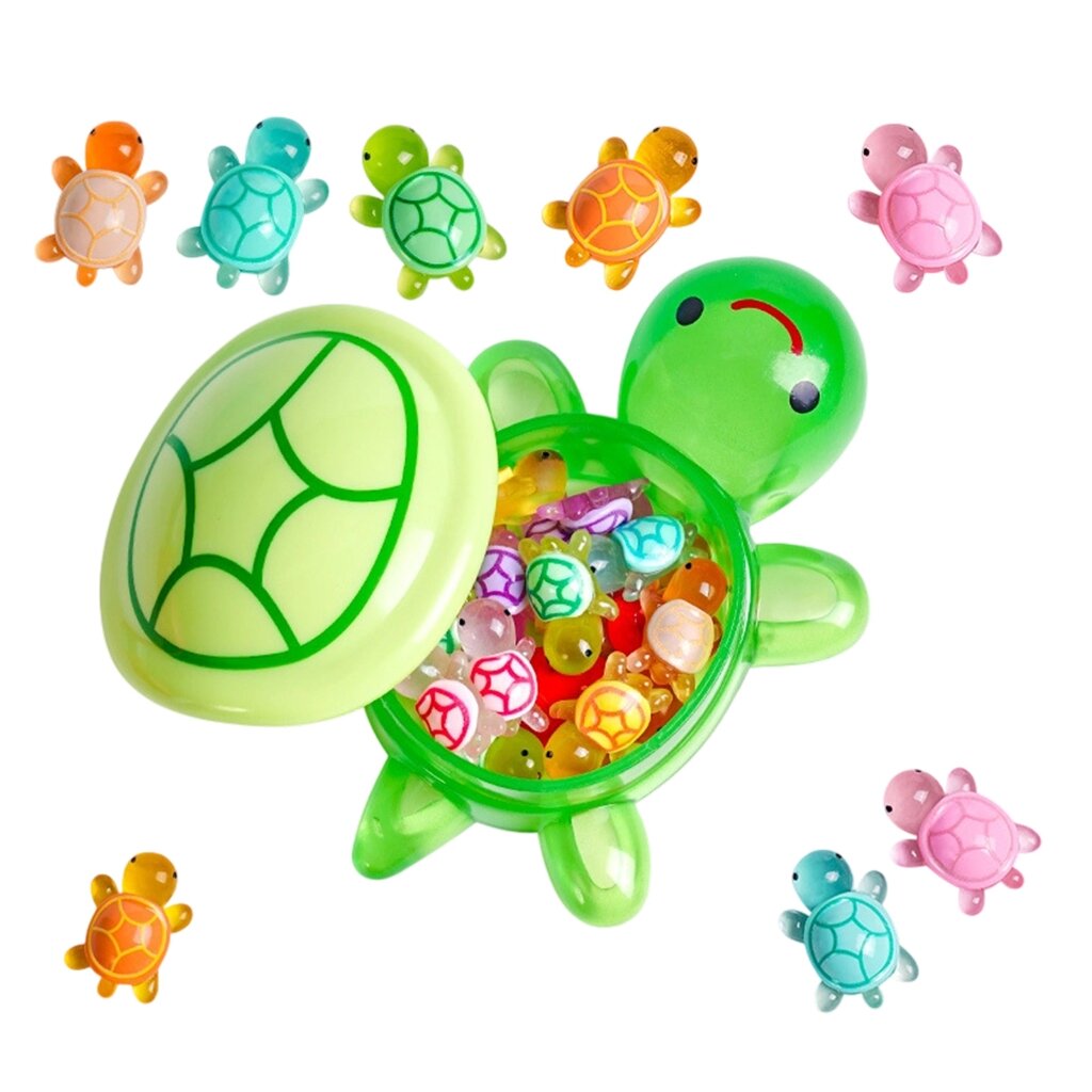 Набор светящихся миниатюрных черепах 1 гигантская черепаха из смолы 300 мини-черепах из смолы-зеленый