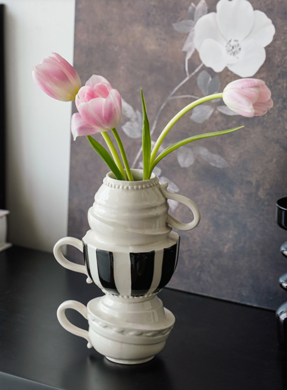 HAQI Деревенская керамическая ваза для кофейных чашек-18 см, старинное украшение фермерского дома, центр стола в гостиной, глиняная ваза из глины