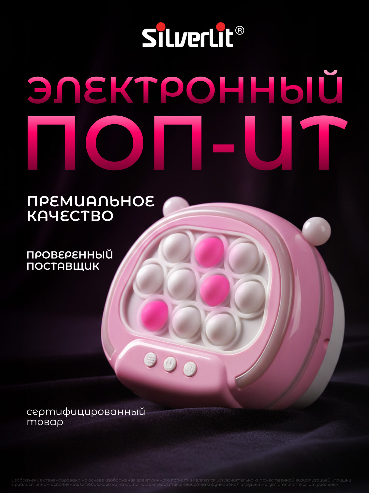 Электронный Поп ит Silverlit "иджет ПОП (розовый), световые и звуковые эффекты, 89106-1