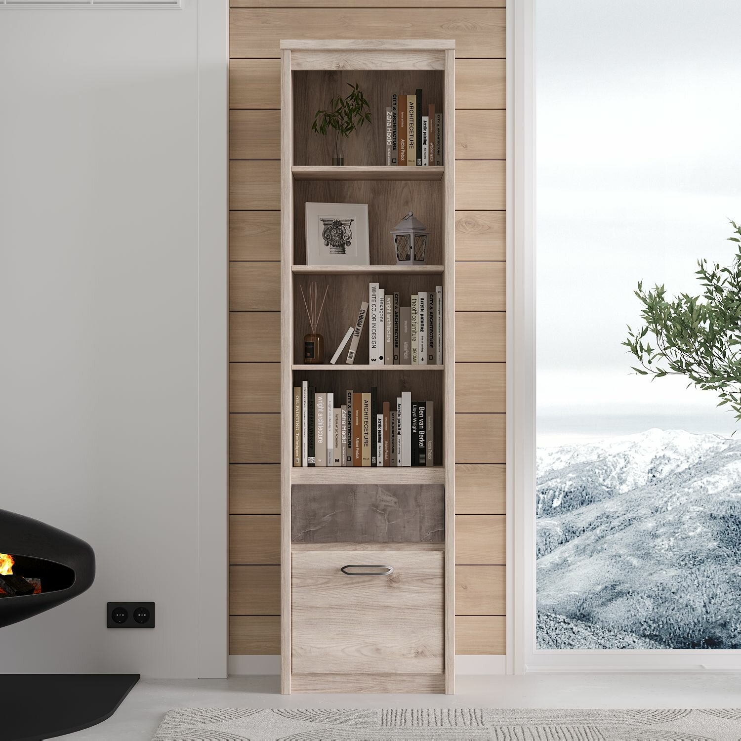 JAZZ, Шкаф открытый 1D1S. Цвет каштан найроби / оникс