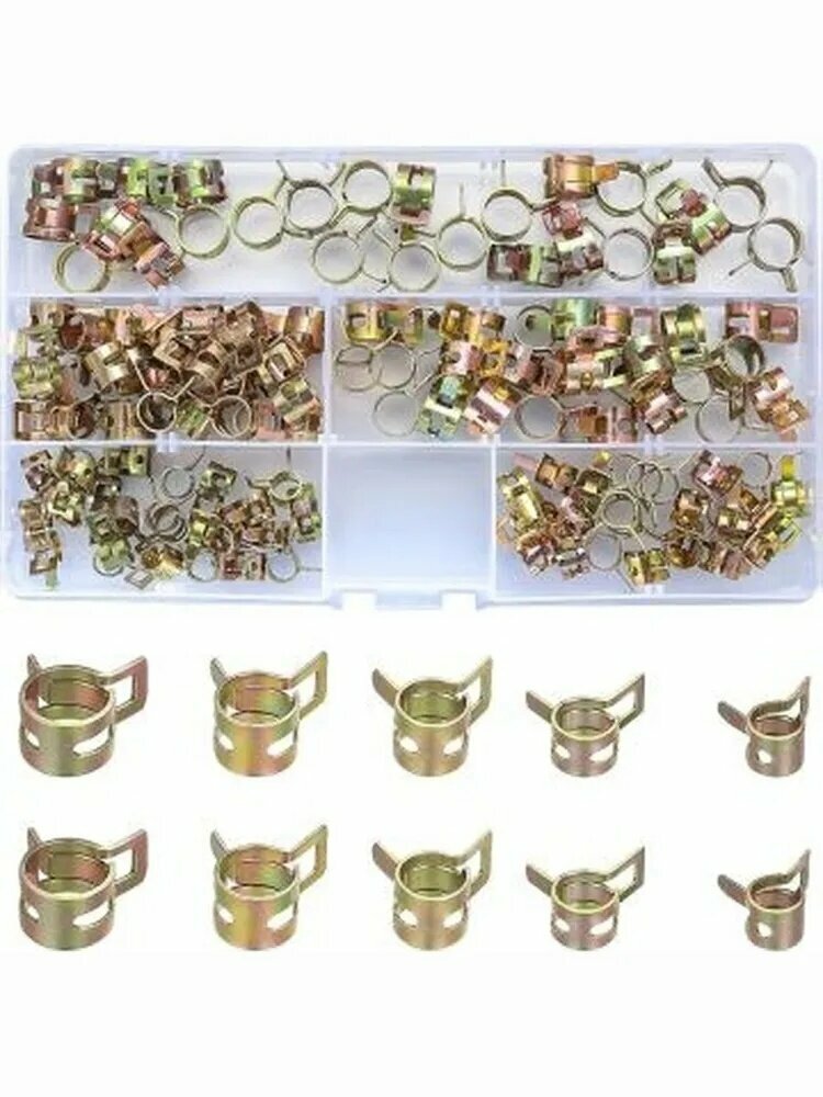 Хомут от 6мм до 10мм, 125 шт, Оцинкованная сталь