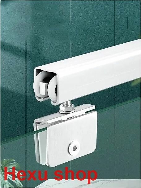 1,4 м, Направляющая подвесная для стеклянных дверей , нержавеющая сталь/алюминий, усиленная конструкция, ролики