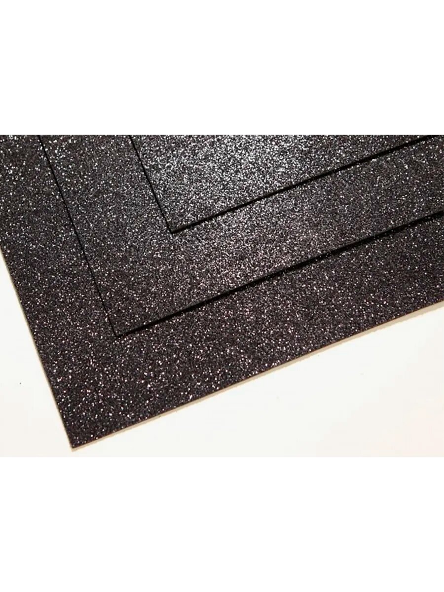 Фоамиран глиттерный, 2 мм, черный, 10 листов для декора и рукоделия