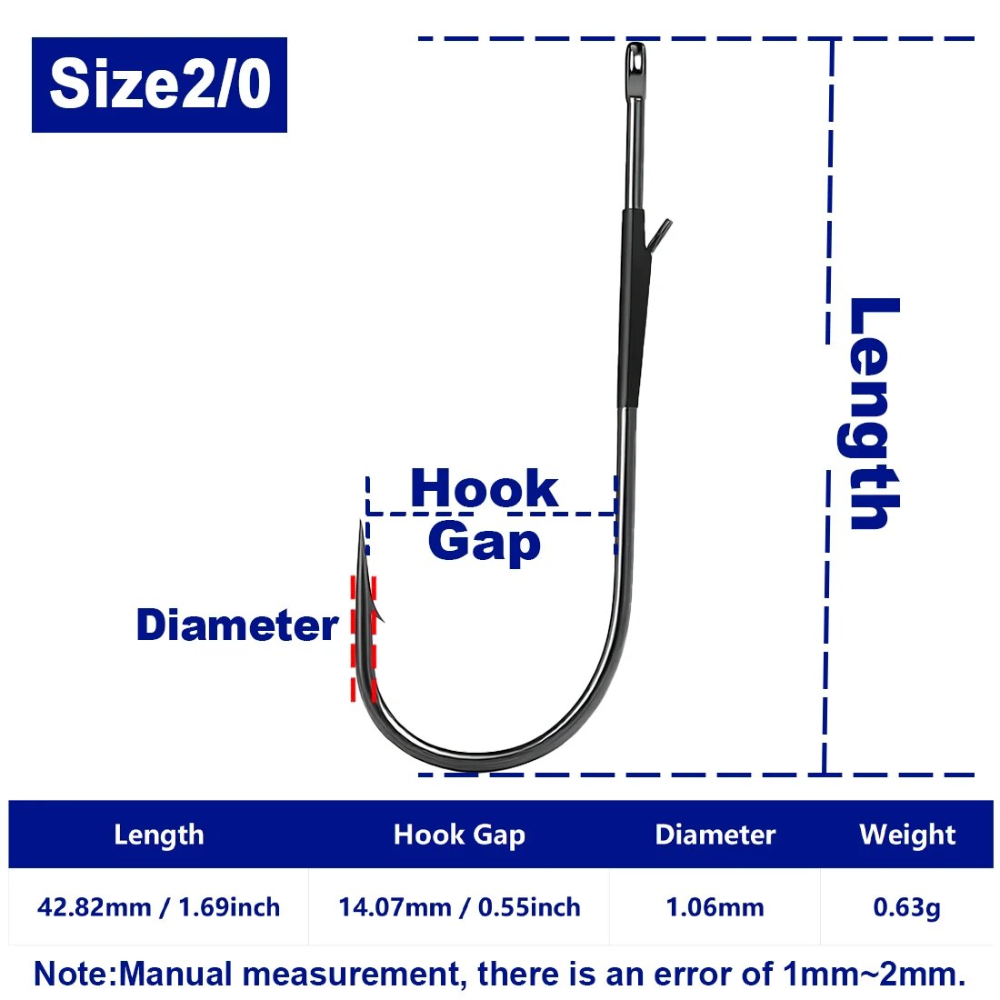 Крючки для червей FishTrip Size 2-0, 10 шт.